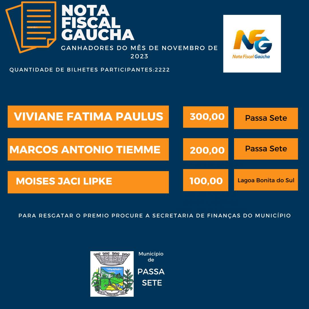 NOTA FISCAL GAÚCHA – PREFEITURA MUNICIPAL PASSA SETE – RS